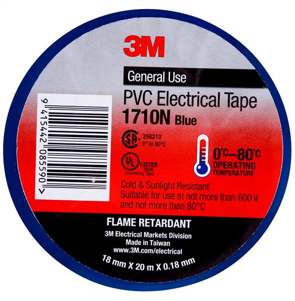 3M 1710 PVC Electrical Tape 18.0mm Blue | PPS Industries NZ