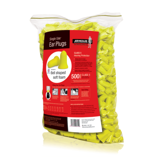 Armour Bell Ear Plugs Yellow Class 5 [Bag 500] | PPS Industries NZ