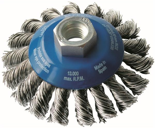 FECIN TK Conical Brush Inox 100mmxM14 (KBG) | PPS Industries NZ