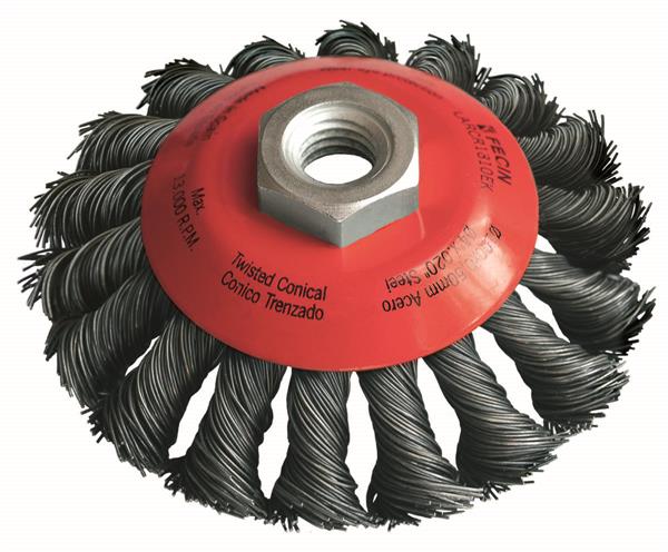 FECIN TK Conical Brush Steel 100mmxM14 (KBG) | PPS Industries NZ