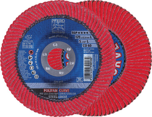 PFERD Polifan Flap Disc PFR 125-L CO 60 SGP Curve Steelox l PPS Industries NZ