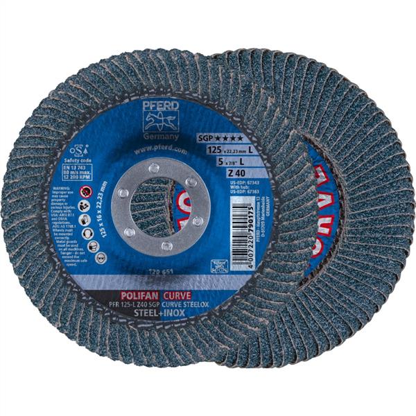 PFERD Polifan Flap Disc PFR 125-L Z 40 SGP Curve Steelox | PPS Industries NZ